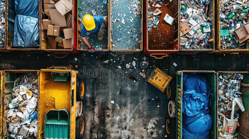 Aerial View of Recycling Bins Stock Illustration - Illustration of ...