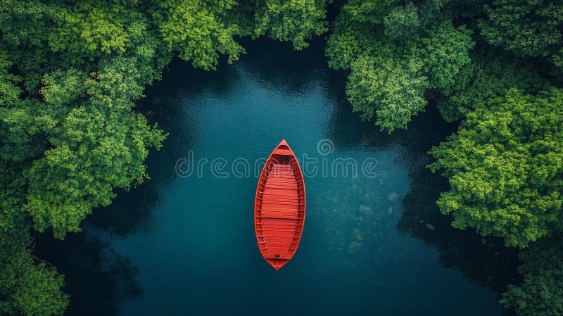 Aerial View of Red Boat on the Lake Stock Illustration - Illustration ... Aerial View of Red Boat on the Lake Stock Illustration - Illustration ...