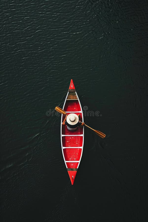 Aerial View of a Red Canoe. Generative AI. Stock Illustration ...