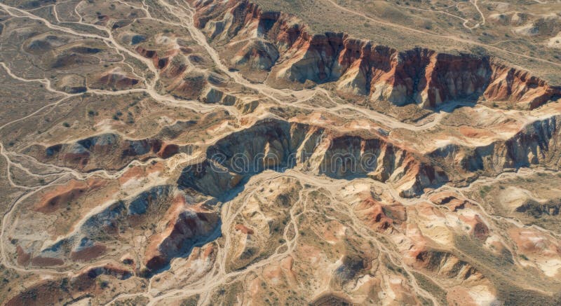 Aerial View of a Red Rock Canyon Desert Landscape Stock Illustration ...