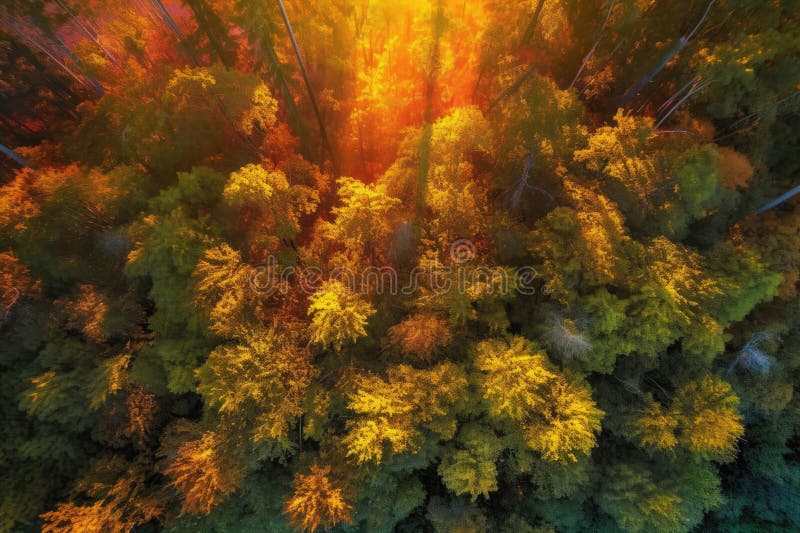 Aerial View of Redwood Forest Canopy at Sunset Stock Illustration ...