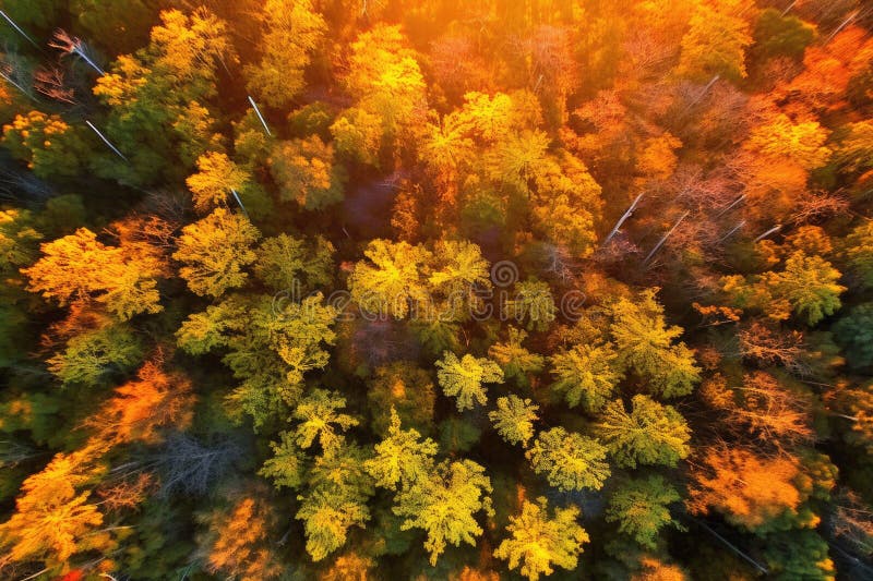 Aerial View of Redwood Forest Canopy at Sunset Stock Illustration ...