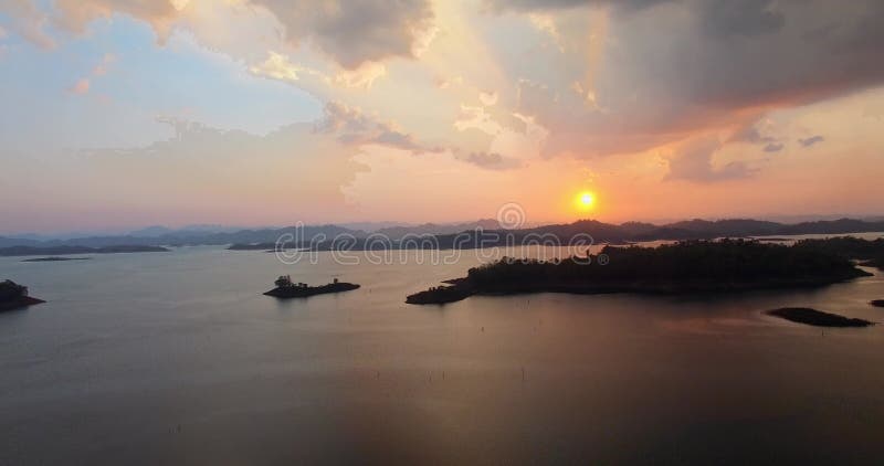 .aerial View Reflection of Light through the Cloud in Sunset at Pompee ...