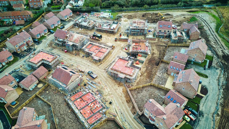 Aerial View of a Residential Development Under Construction with ...