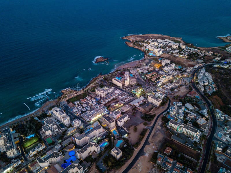 Aerial View on Resort City at the Evening Stock Photo - Image of hill ...