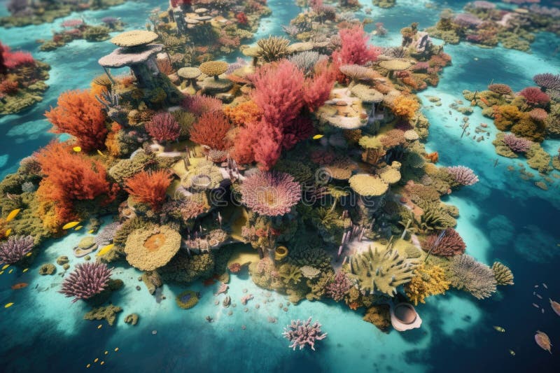 Aerial View of a Revitalized Coral Reef Ecosystem Stock Photo - Image ...