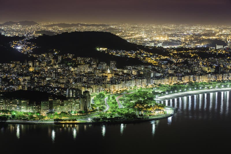 Aerial View of Rio De Janeiro by Night Stock Photo - Image of mosaic ...