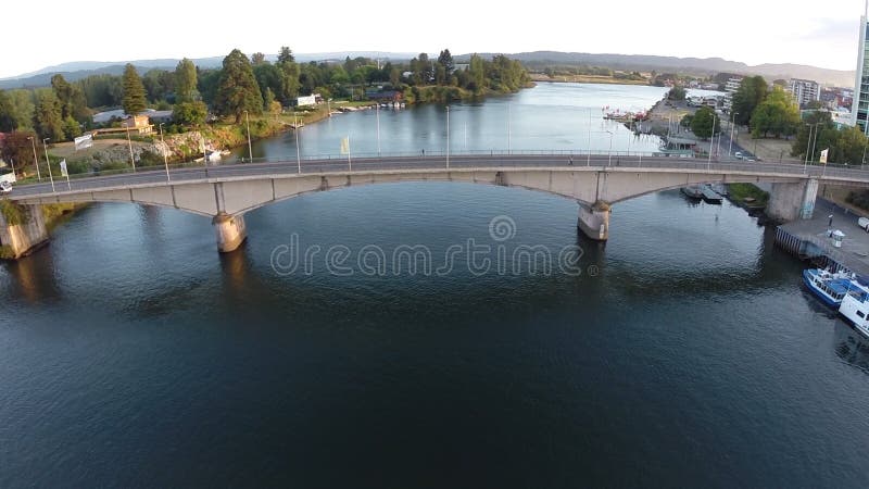 Aerial View of a River and Bridge in Chile Stock Photo - Image of lake ...