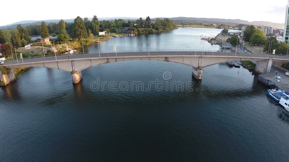Aerial View of a River and Bridge in Chile Stock Photo - Image of lake ...