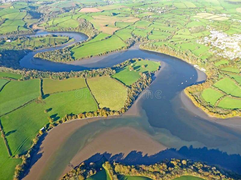 Aerial View of the River Dart in Devon Stock Image - Image of tree ...