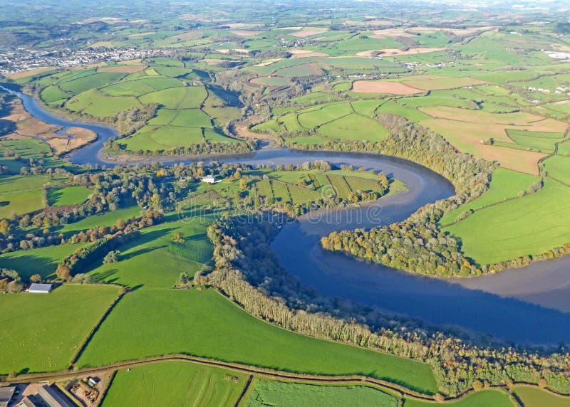 Aerial View of the River Dart in Devon Stock Photo - Image of trees ...