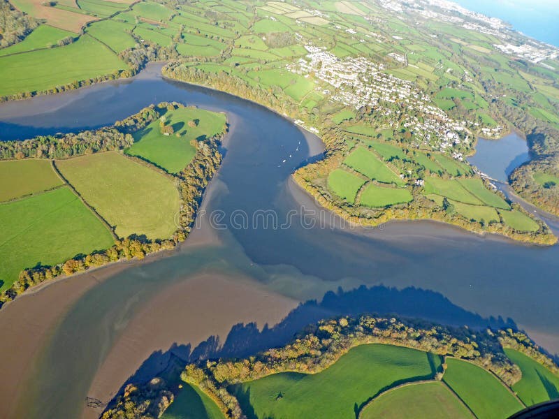 Aerial View of the River Dart in Devon Stock Image - Image of land ...