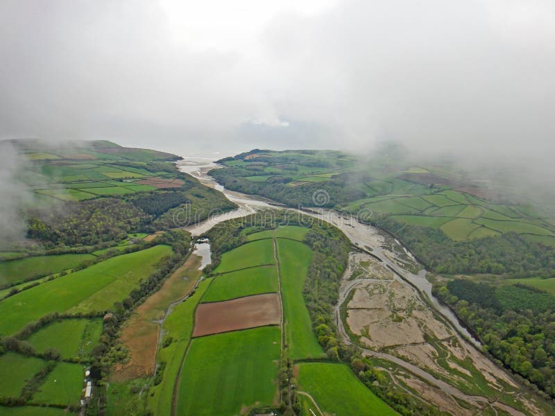 Aerial View of the River Erme, Devon Stock Photo - Image of river ...