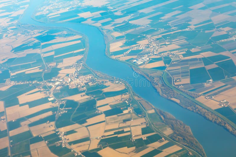 Aerial river and fields stock image. Image of flowing - 272993973
