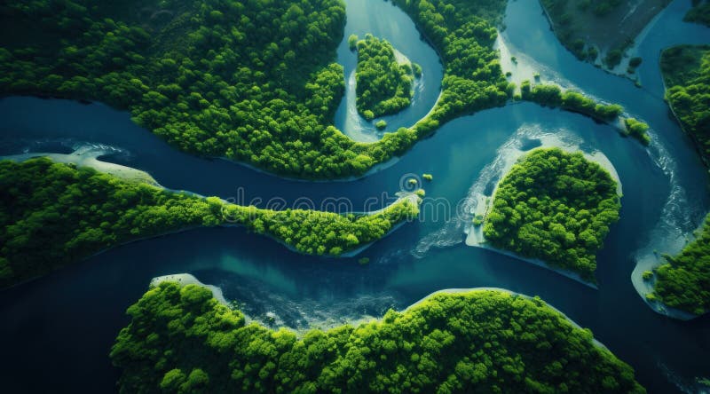 Aerial View of a River Flowing in Middle of a Forest, Stock Image ...