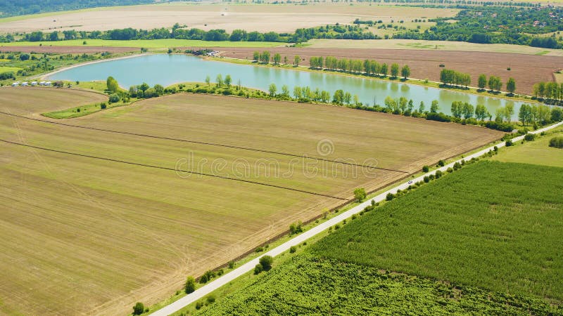 Aerial View of a River and an Industrial Field Stock Image - Image of ...