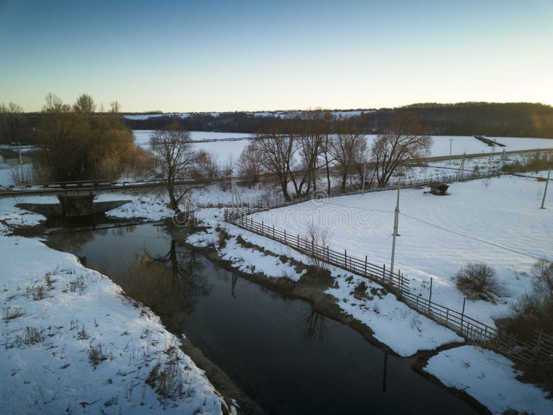 Aerial View on River Landscape in Spring Season Stock Image - Image of ...