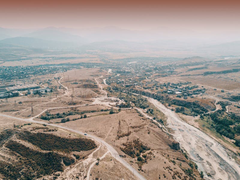 Aerial View of the River in Mountain Valley, Georgia Stock Photo ...