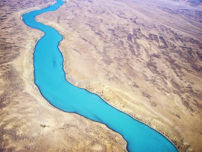 Aerial View of a River in Patagonia`s Steppe Stock Image - Image of ...