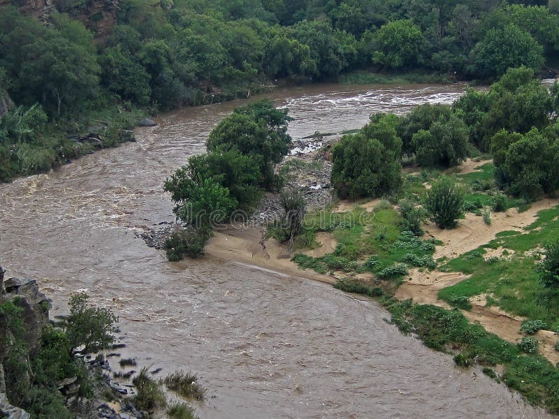 Aerial View of River and River Bank Stock Photo - Image of deserted ...