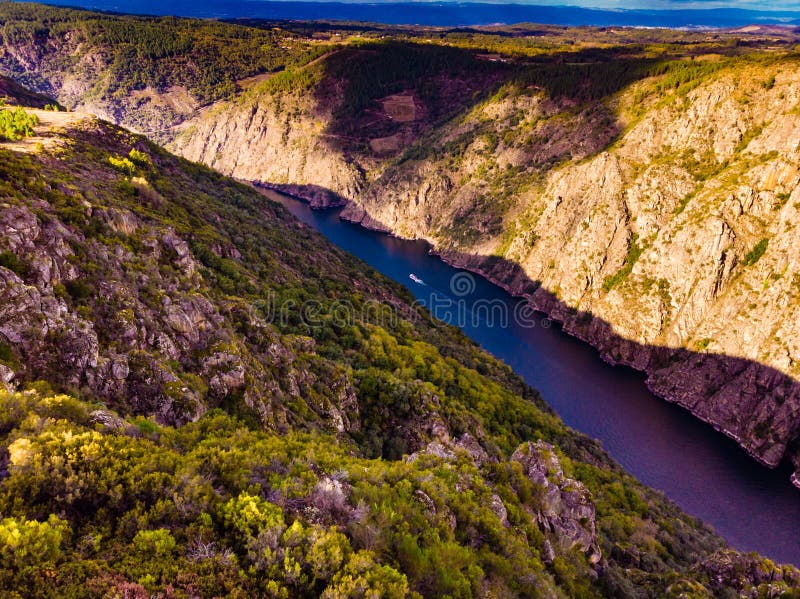 Aerial View of River Sil Canyon, Galicia Spain Stock Photo - Image of ...
