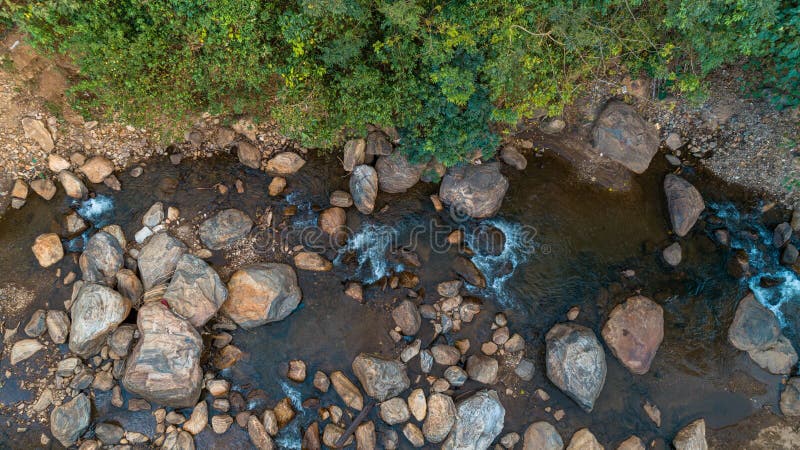 Aerial View of a River Stream Passing with Rocks in the Middle Stock ... Aerial View of a River Stream Passing with Rocks in the Middle Stock ...