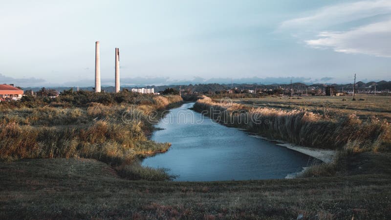 Aerial View of River Surrounded by Greenery Fields Editorial ...