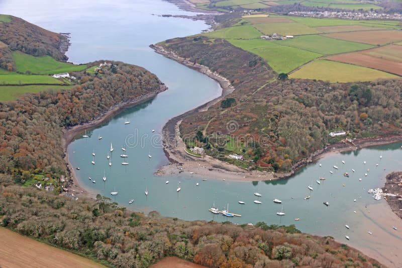 Aerial View of the River Yealm, Devon Stock Photo - Image of view, town ...