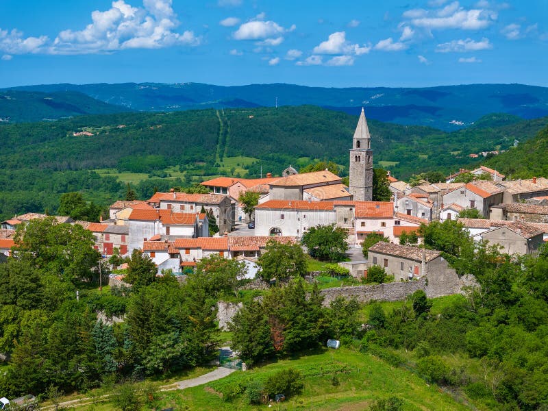 Aerial View of Ro? Town in Istra Stock Image - Image of landmark ...