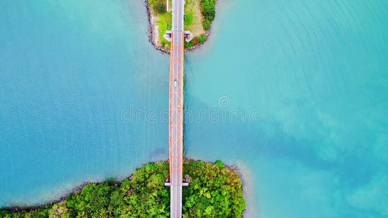 Aerial View of a Road Bridge between Tropical Islands Stock Video ...
