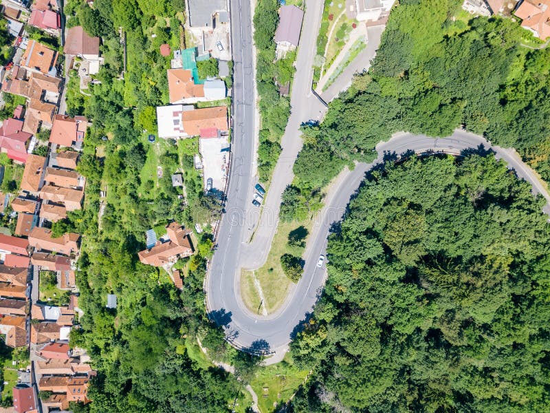 Aerial View of Road in Carpathian Mountains Forest Stock Photo - Image ...