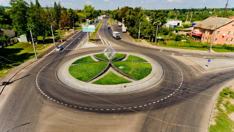 Aerial View of the Road with a Circular Motion. Stock Photo - Image of ...