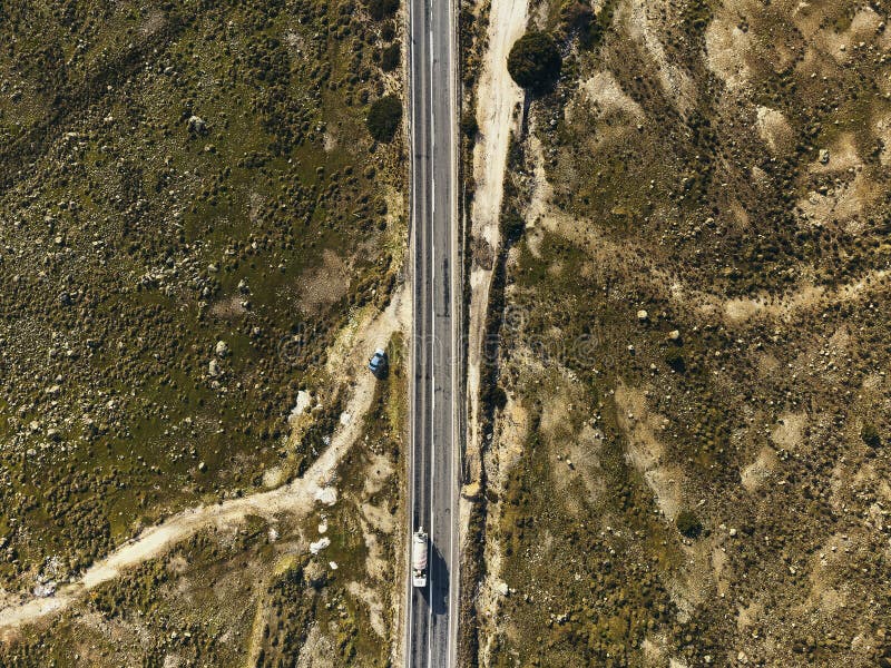 Aerial view of a road stock image. Image of country - 243523969