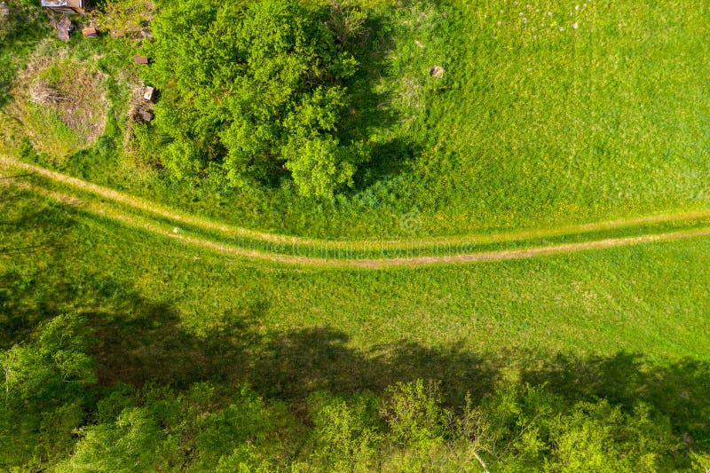 Aerial View of a Road through the Field Stock Photo - Image of copy ...