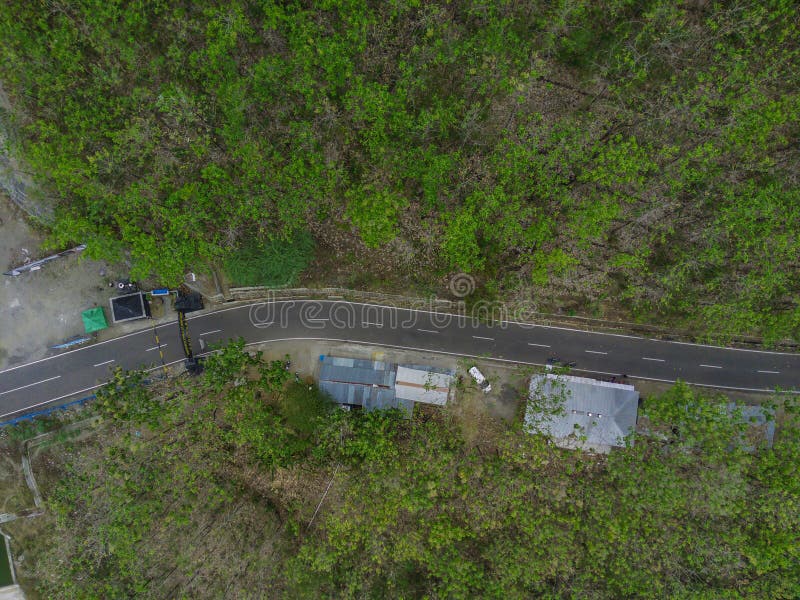 Aerial View of Road in the Forest Stock Photo - Image of curve, view ...