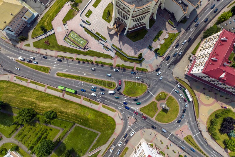 Aerial View of Road Interchange or Highway Intersection. Junction ...