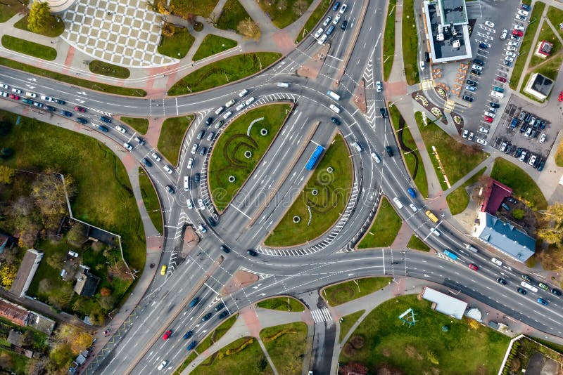 Aerial View of Road Interchange or Highway Intersection. Junction ...
