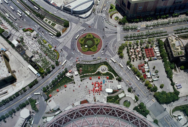Aerial View of a Road Intersection Stock Photo - Image of intersection ...