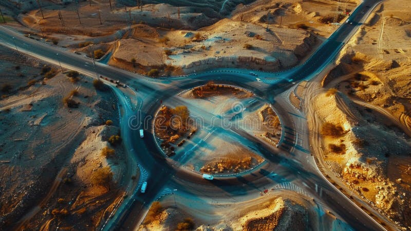 Aerial View of a Road Intersection in the Desert. Great for ...