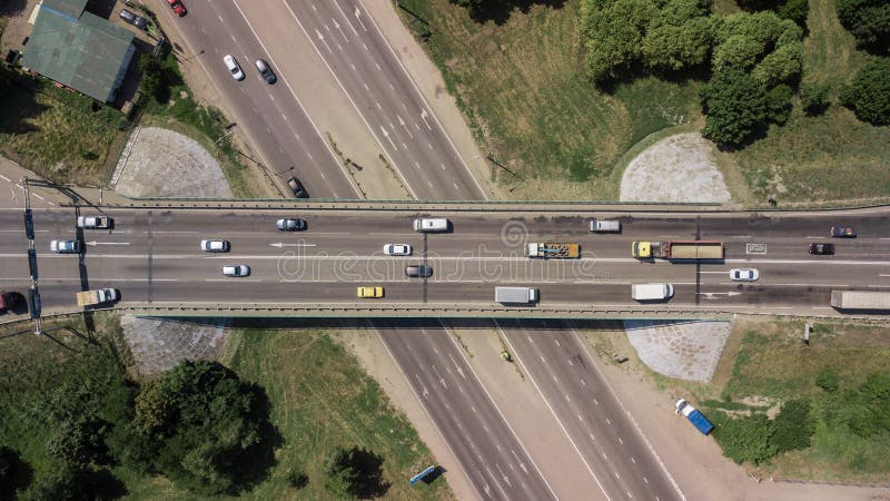 Top Down Aerial View of Transportation Highway Overpass, Ringway ...