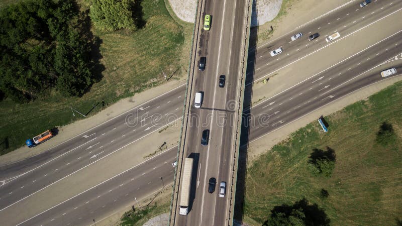 Top Down Aerial View of Transportation Highway Overpass, Ringway ...