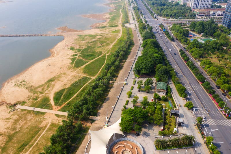 Aerial View of Road by the Lake Stock Image - Image of water, aerial ...