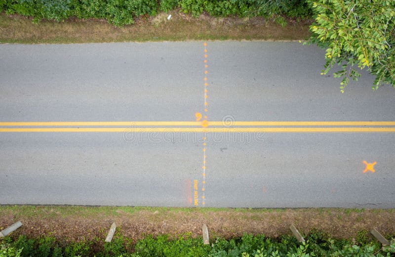 Aerial View of Road with Rainbow Crosswalk Stock Image - Image of city ...