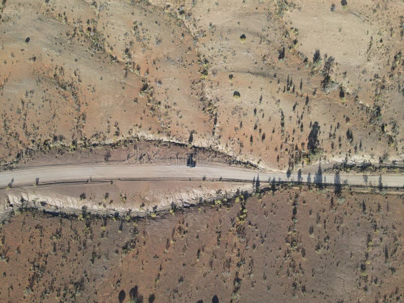 Aerial View of Road Surrounded by Sandy Fields Stock Photo - Image of ...
