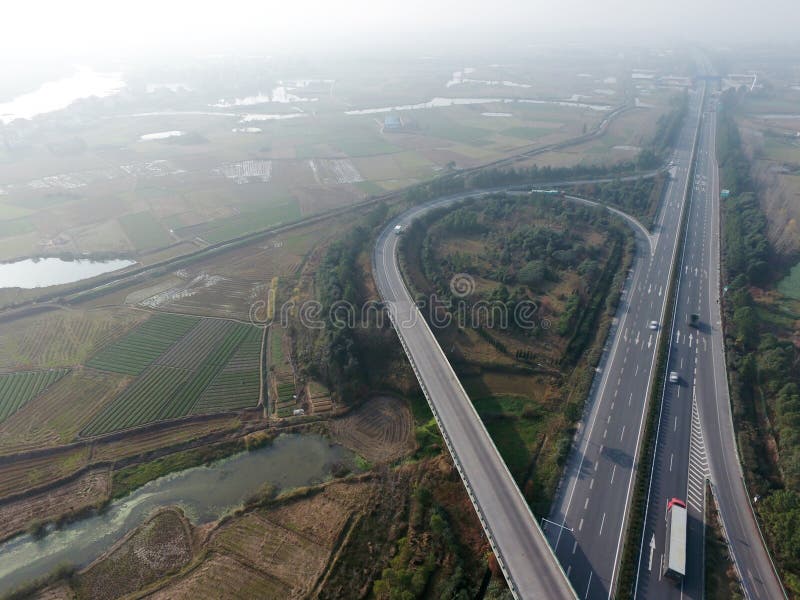 Aerial View of a Road System Stock Photo - Image of atmosphere, height ...