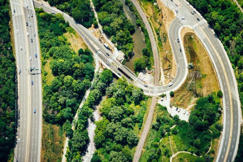 An Aerial View of a Road System Stock Photo - Image of ontario, curve ...