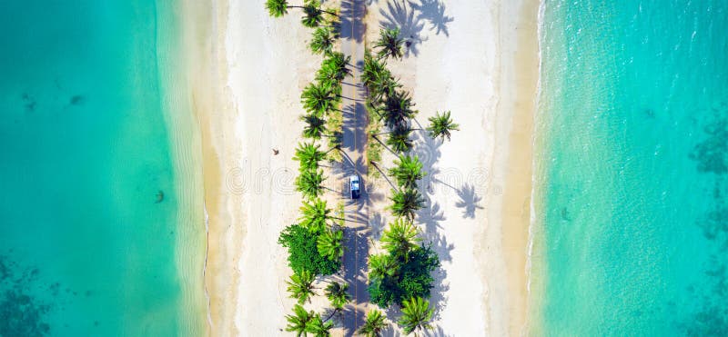 Aerial View of Road and Two Beautiful Tropical Beaches Stock Image ...