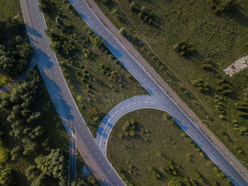Aerial View of the Road with a U-turn Stock Image - Image of trip ...