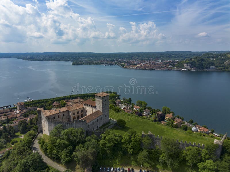 Aerial View of the Rocca the Angera Fortress Stock Image - Image of ...