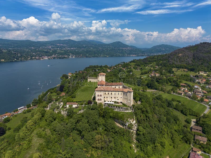 Aerial View of the Rocca the Angera Fortress Stock Photo - Image of ...